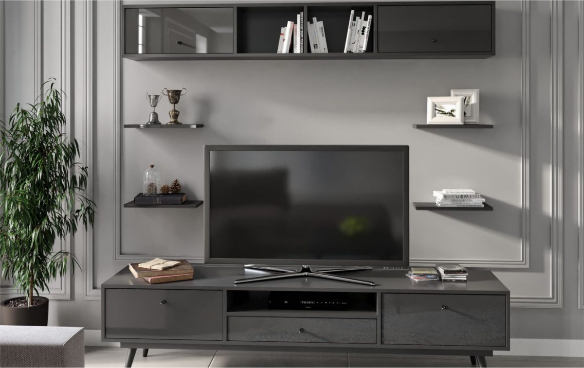 Antrasit Flex TV Ünitesi – Baraca Mobilya